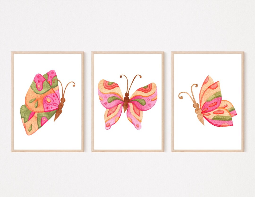 Butterfly Wall Art, Girl Nursery Printable Wall Art, Kids Room Wall Art ...