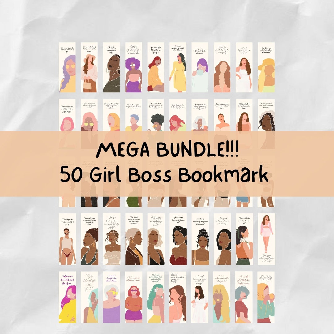 MEGA BUNDLE 50 Girl Boss Books Printable Bookmark 50 Bookmark for Women ...