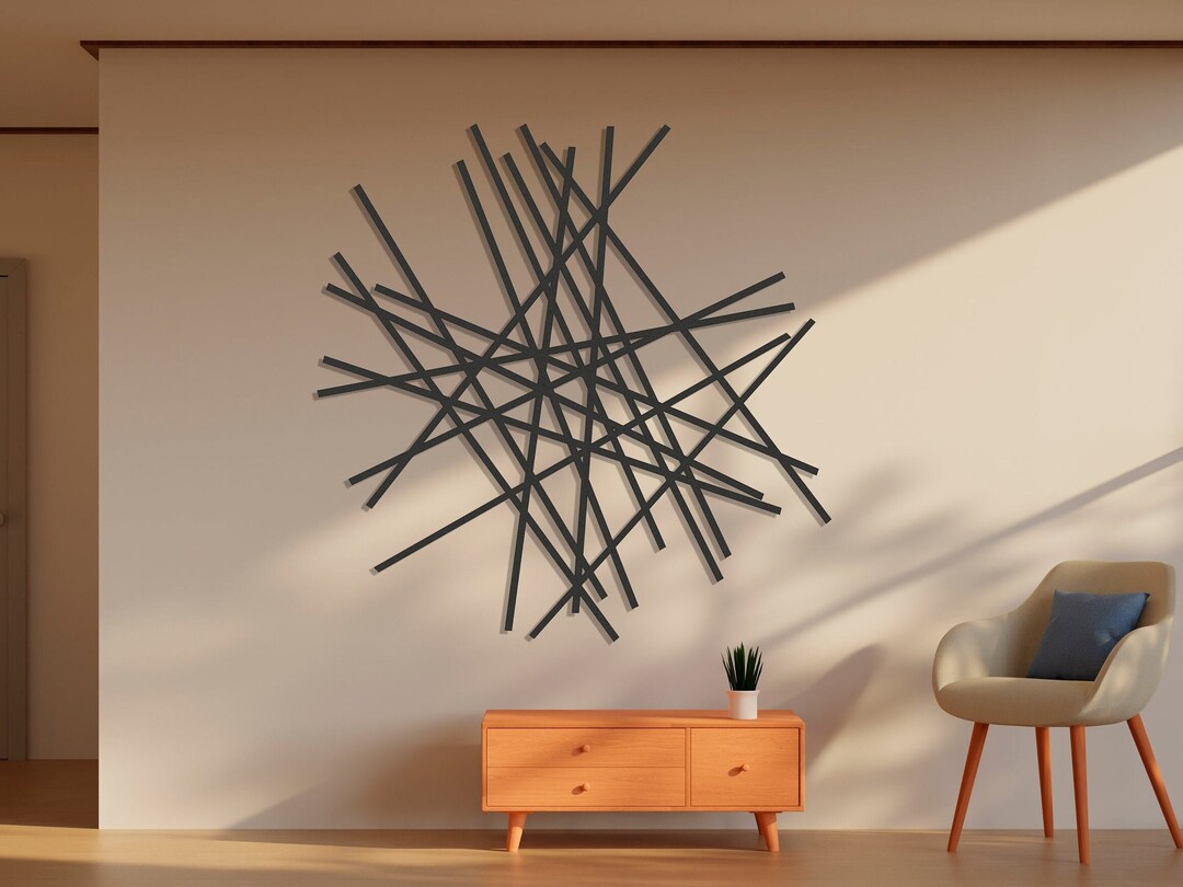 Line Metal Wall Art, Minimalist Line Art, Geometric Metal Wall, Living ...