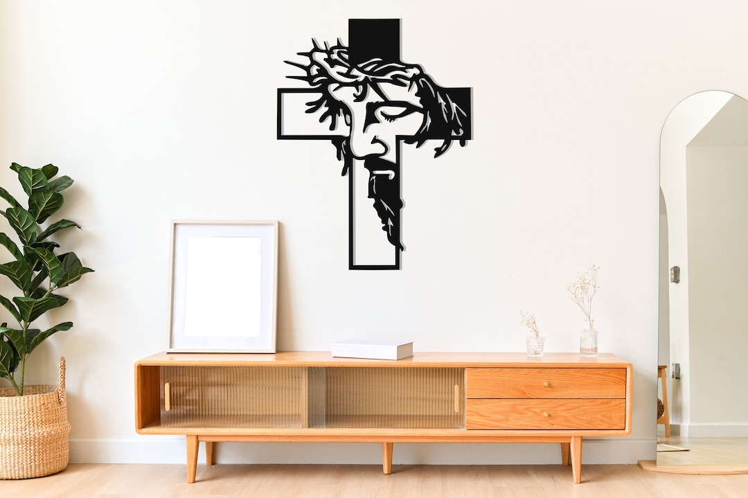 Jesus Metal Wall Art, Home Decor and Gifts, Cross Metal Sign, Large ...