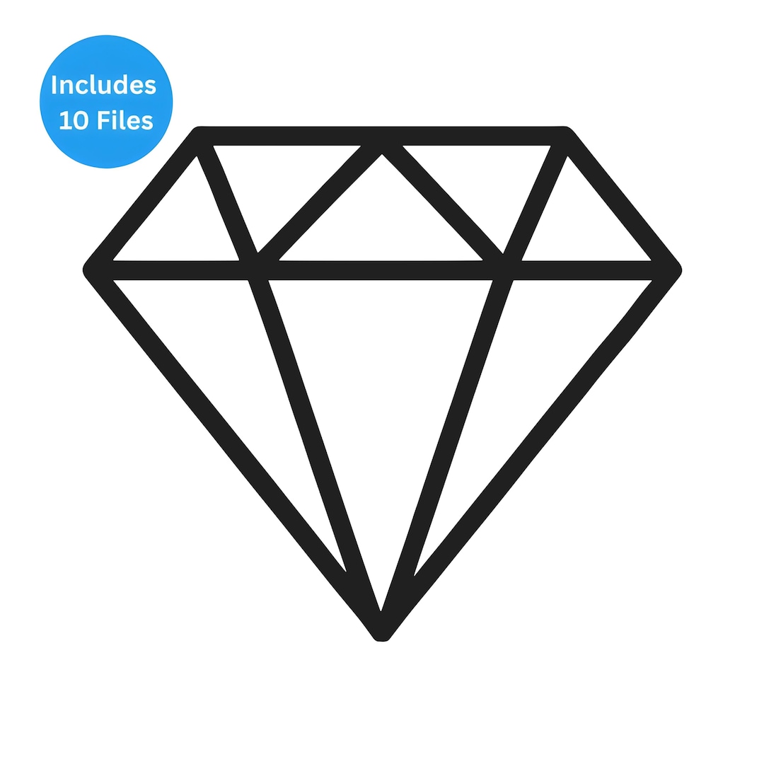 Diamond SVG - 10 File Format Bundle | Line Art Vector | Geometric Gem ...