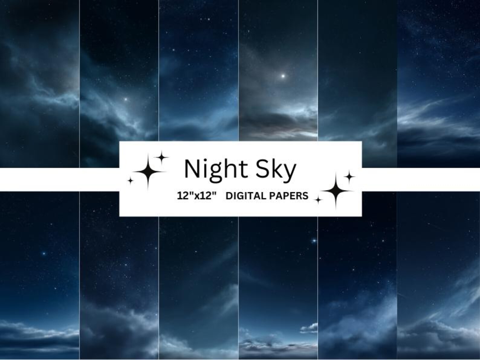 35 Night Sky Printable Papers – Digital Scrapbook Backgrounds ...