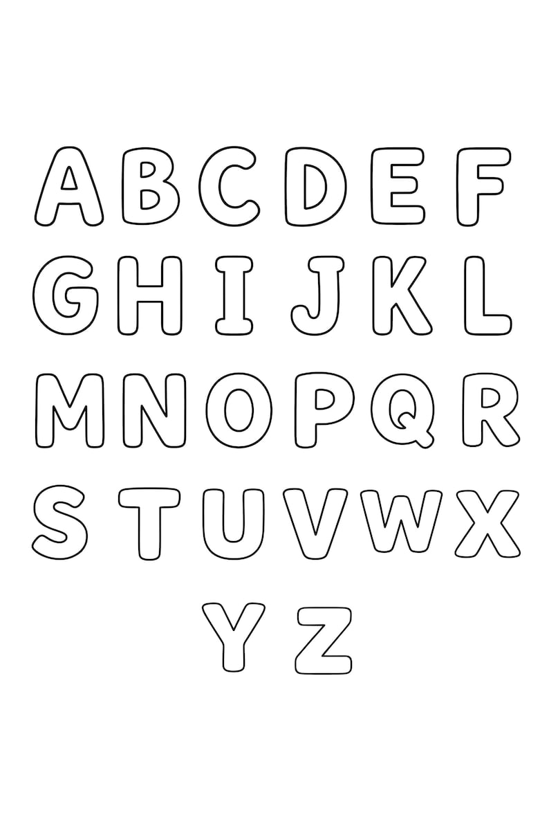 Bubble Alphabet PDF Printable – 27 Page Uppercase Letter Pack | A-Z ...