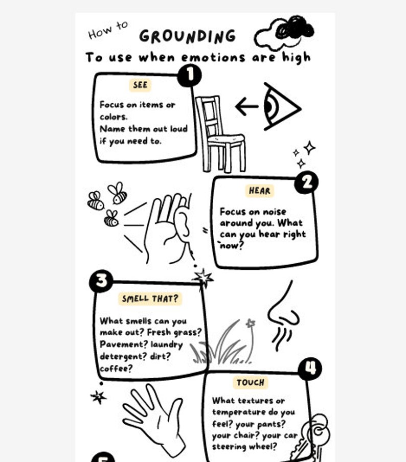 Grounding Handout for Emotional Regulation - Etsy