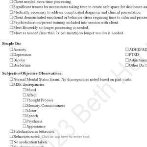 SOAP Note Template Fill in the Blank and Checkboxes for Counseling CBT ...