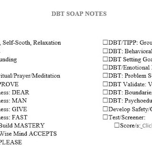 SOAP Note Template Fill in the Blank and Checkboxes for Counseling CBT ...