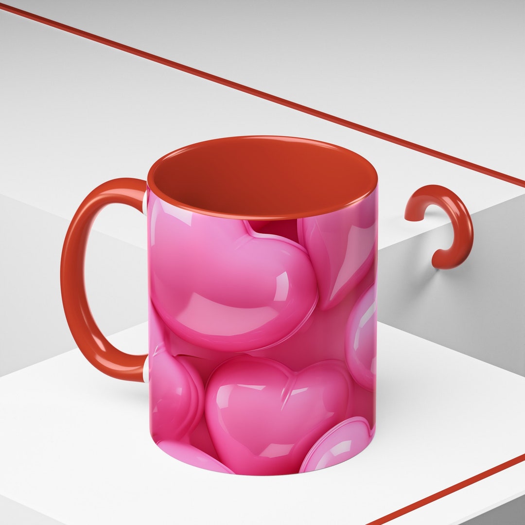 Pink Heart Explosion Mug, 3D Love Effect, Vibrant Affection Coffee Cup ...