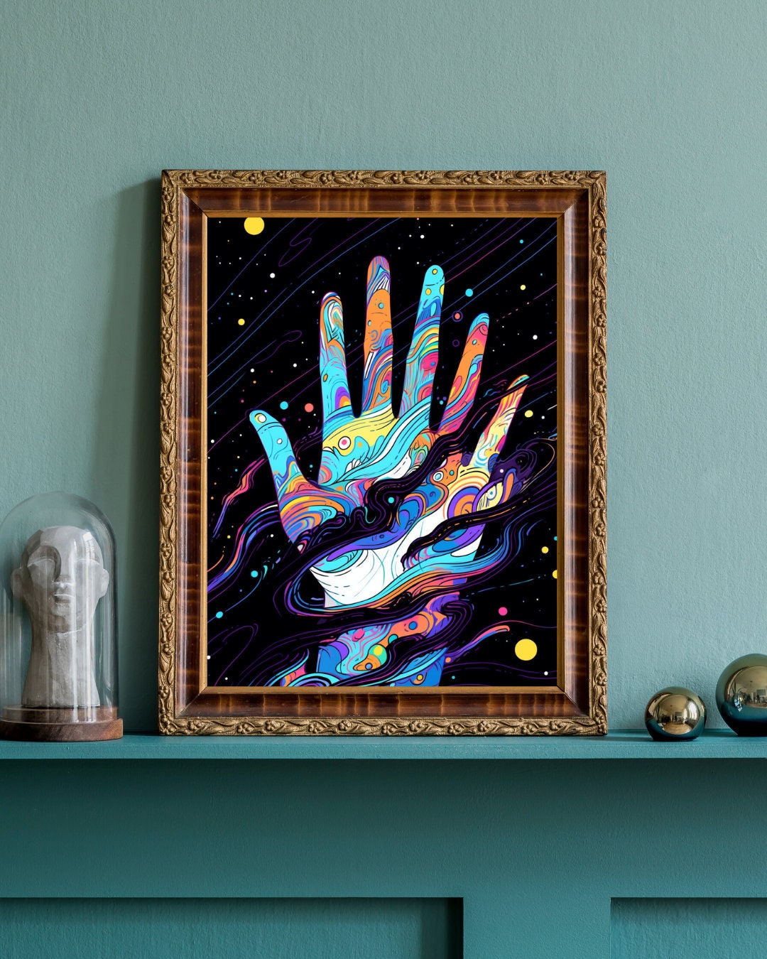 Cosmic Touch: the Psychedelic Hand Art Print - Etsy