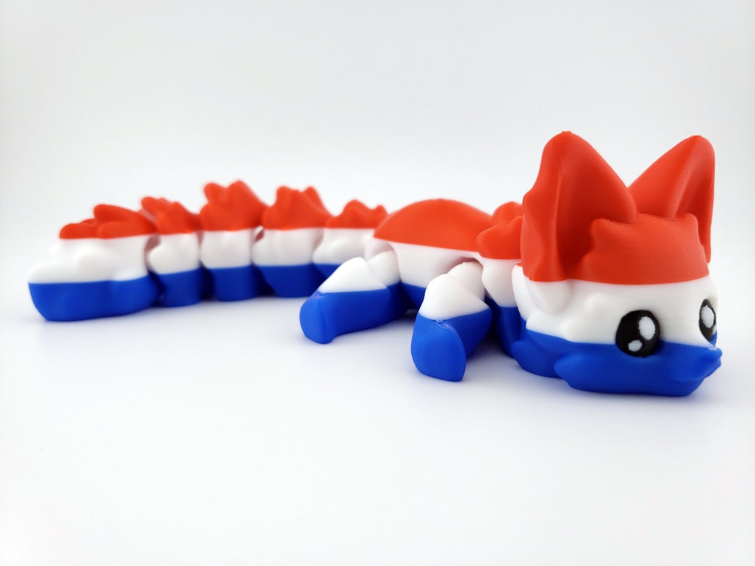 Articulated American Flag Fox 3D Printed Fidget Fantasy Articulated ...