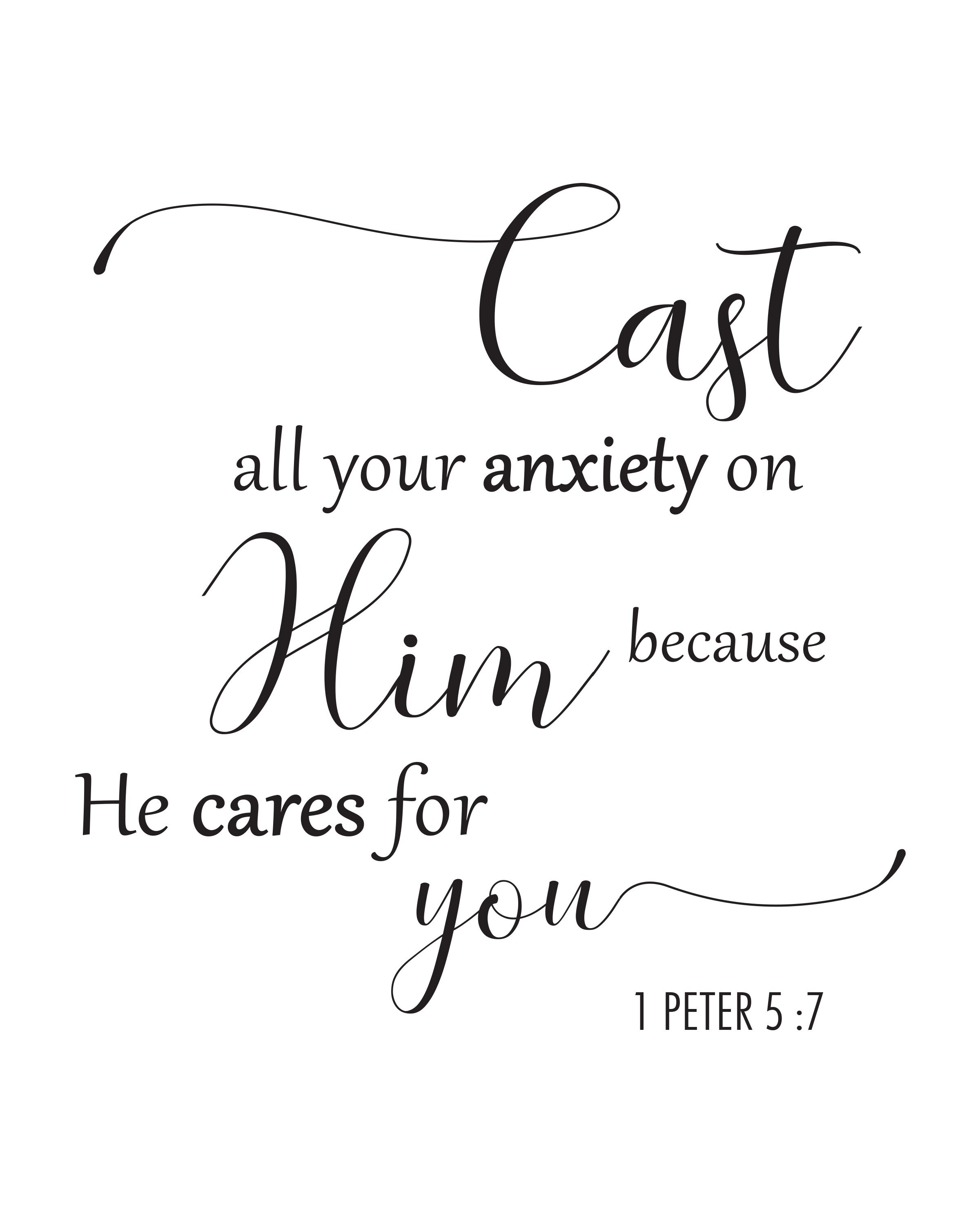 1 PETER 5 :7, Bible Verse Wall Art, Christian Printable Wall Art ...