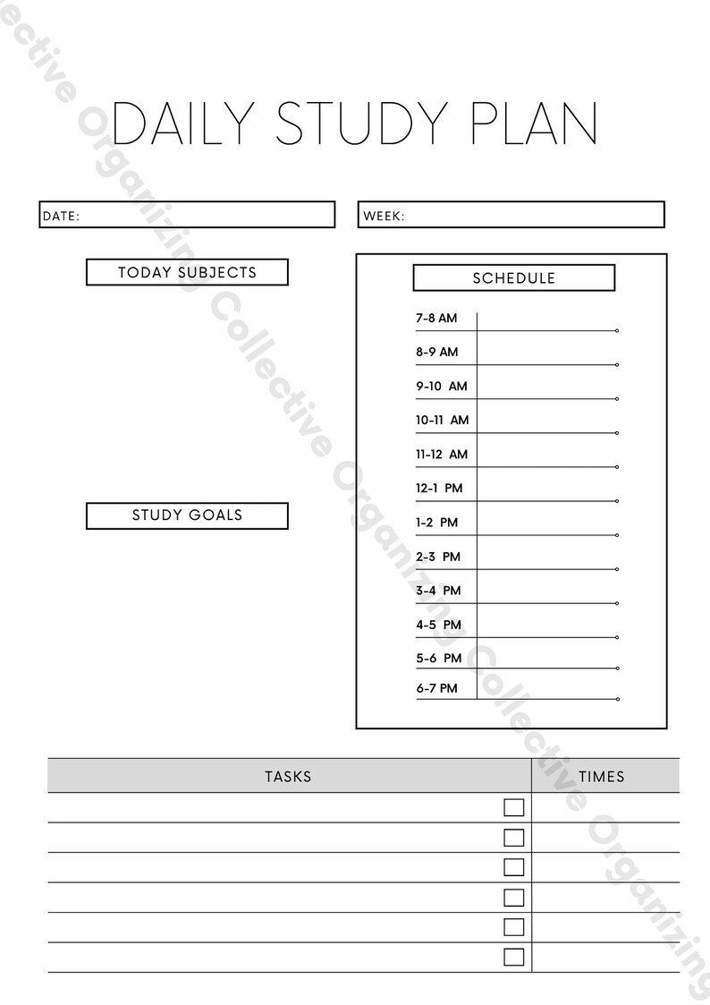 Student Planning, Study Planner Printable, Instant Download, Timetable ...