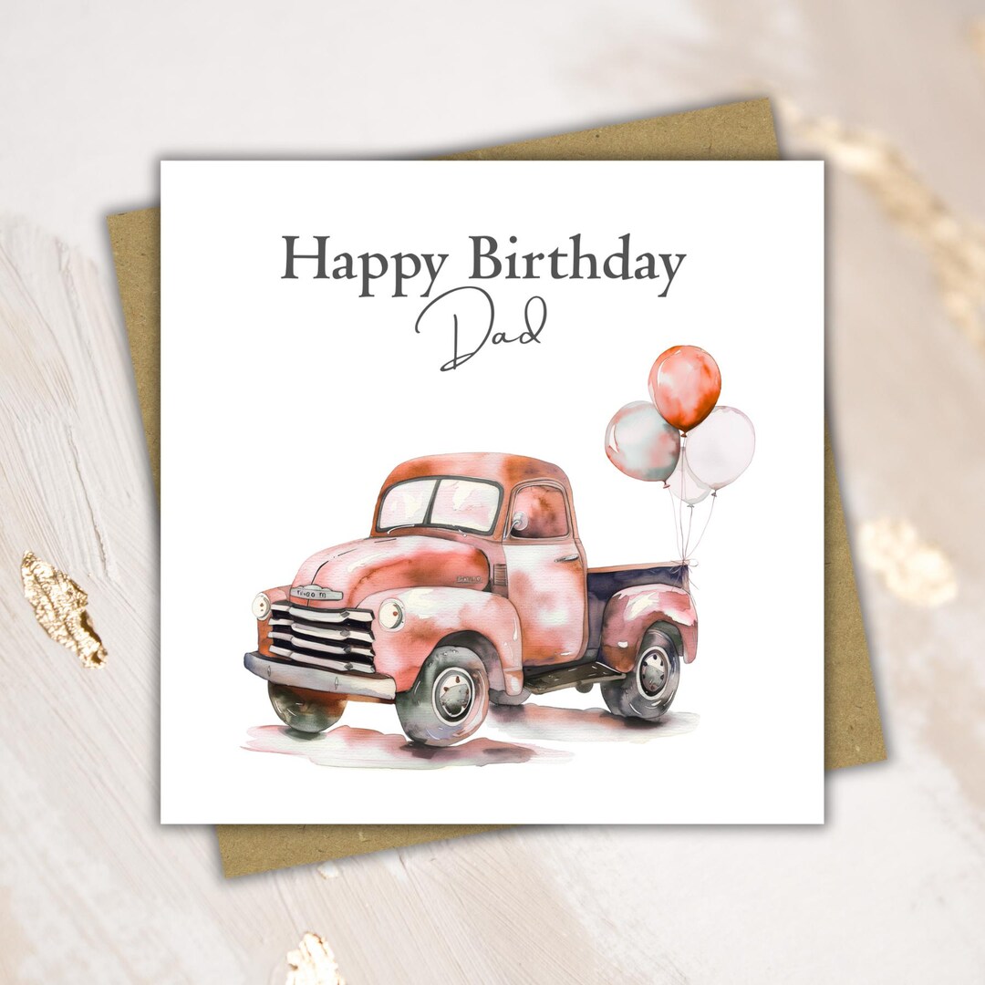 Personalised Car Birthday Card - Vintage Car Design - Cards for Dad ...