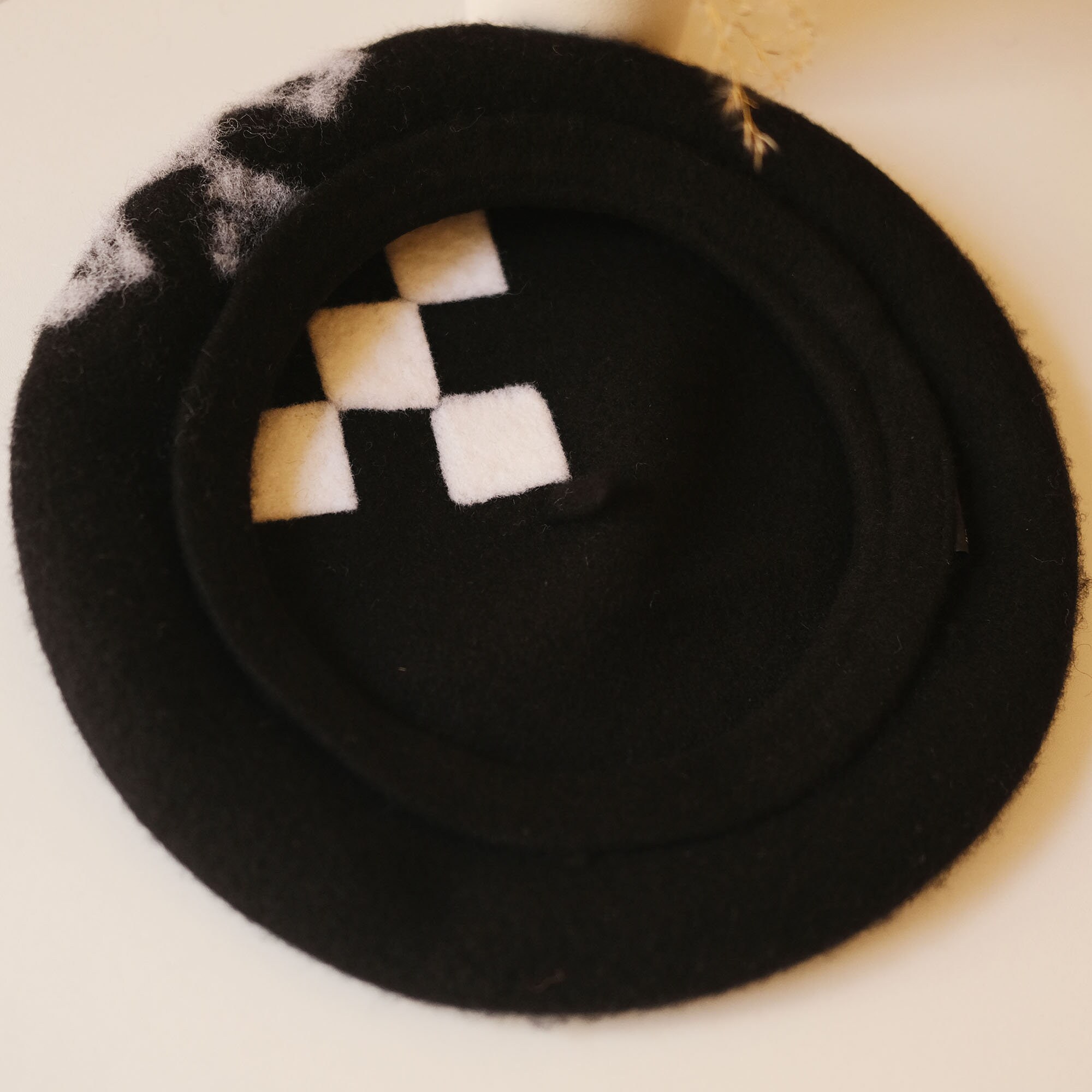 Fashion French Beretcheckerboard Grid Berethandmade Needle - Etsy