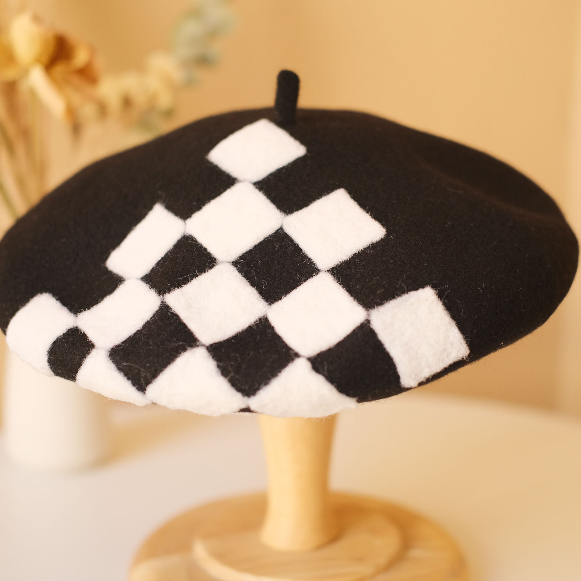 Fashion French Beretcheckerboard Grid Berethandmade Needle - Etsy