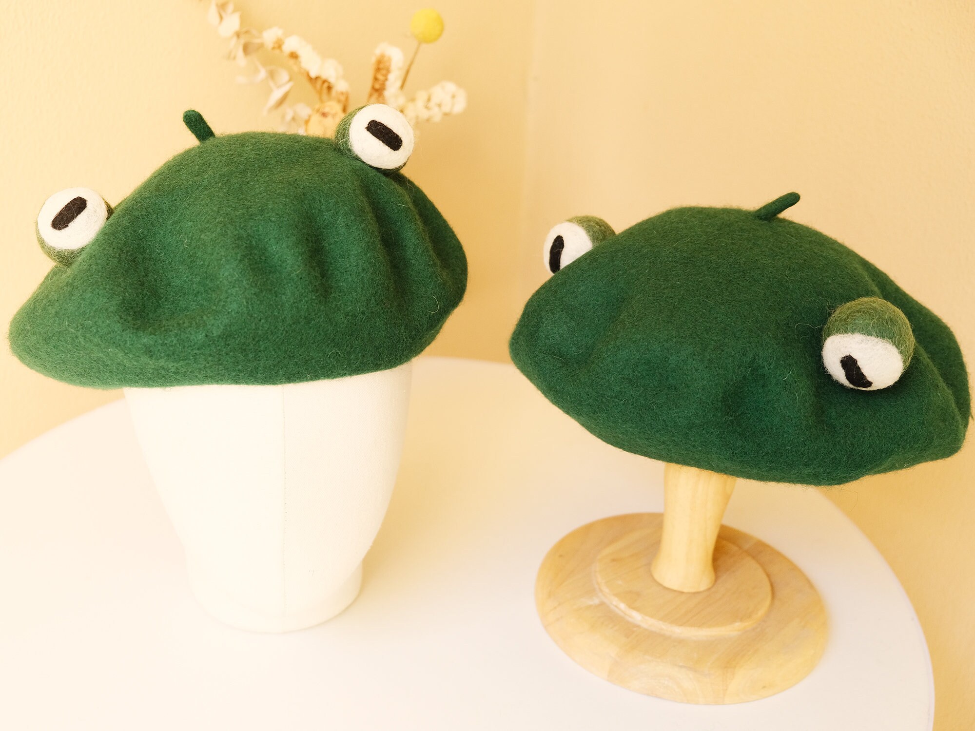Funny Green Beret Weird Frog Hathandmade Wool Felt Froggift - Etsy UK