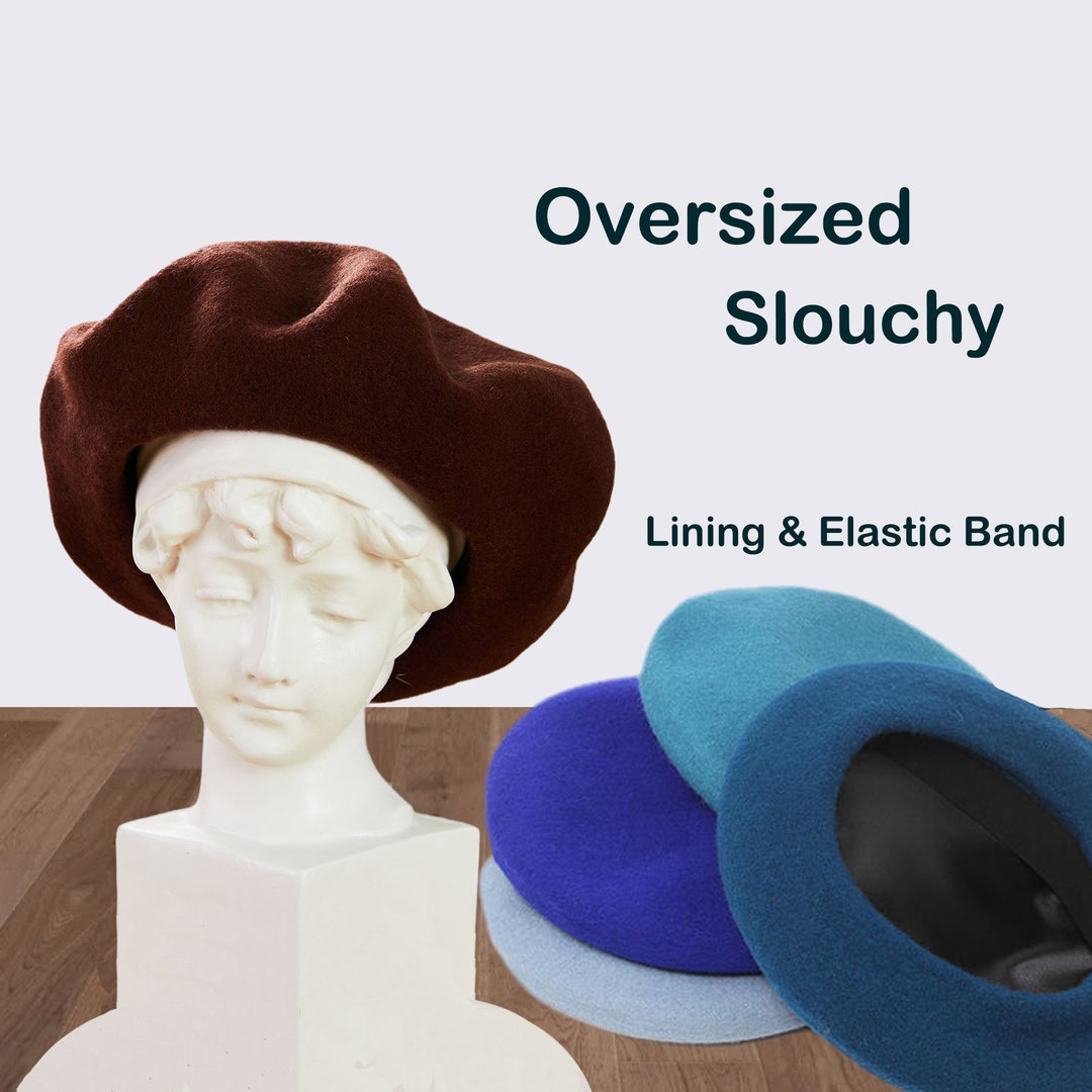 Slouchy Beret Hat,oversized Wool Beret for Women/men,loose Comfortable ...
