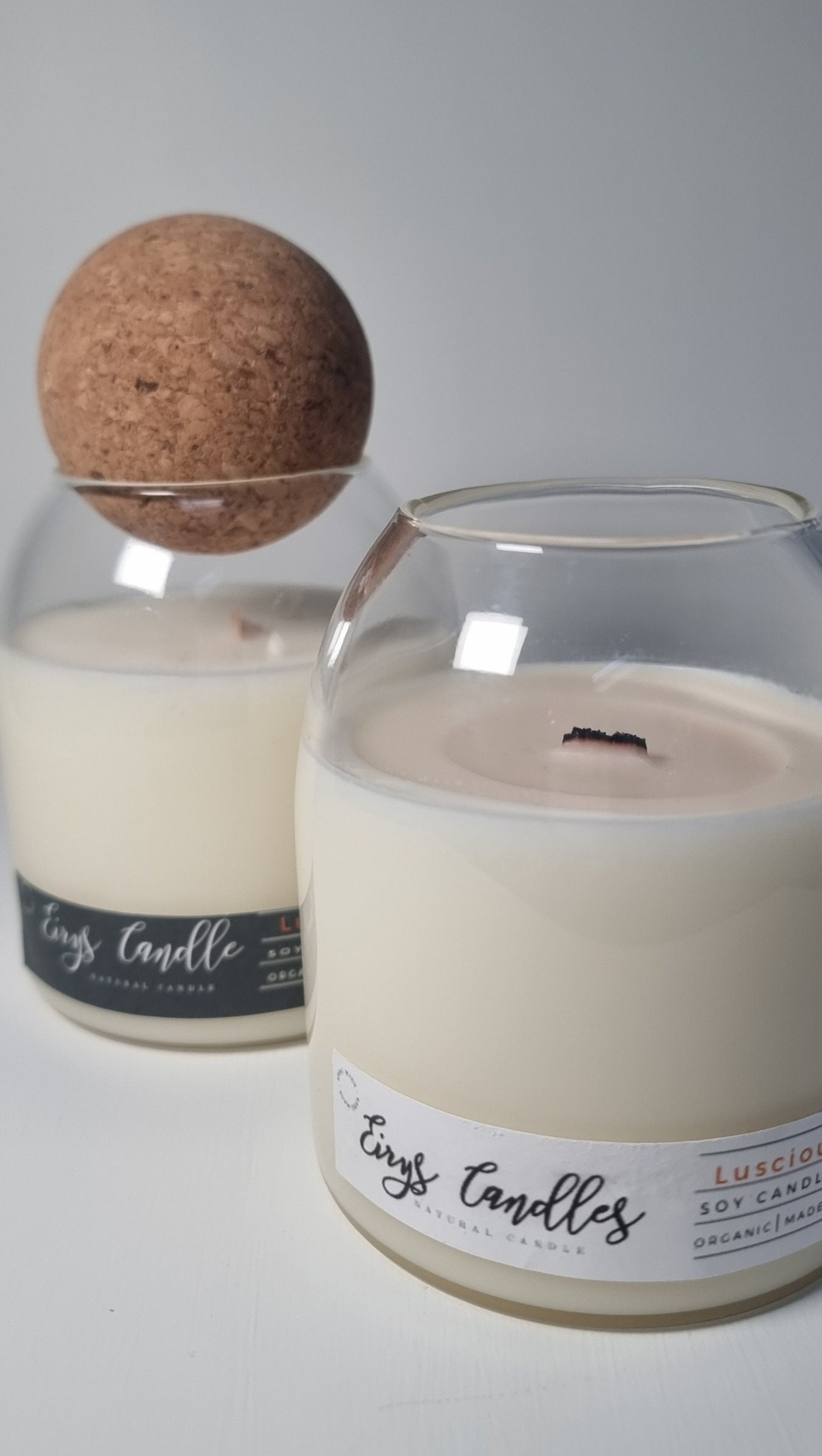 Modern Candle - Unique Candle - Cork Top Candle - Wooden Wick - Coconut ...