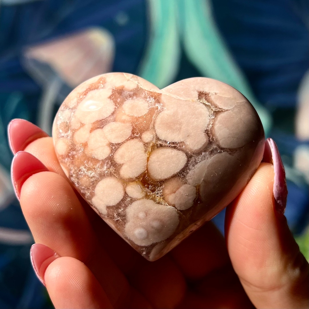 Sweetheart Juicy Pink Amethyst Flower Agate Crystal Heart - Etsy