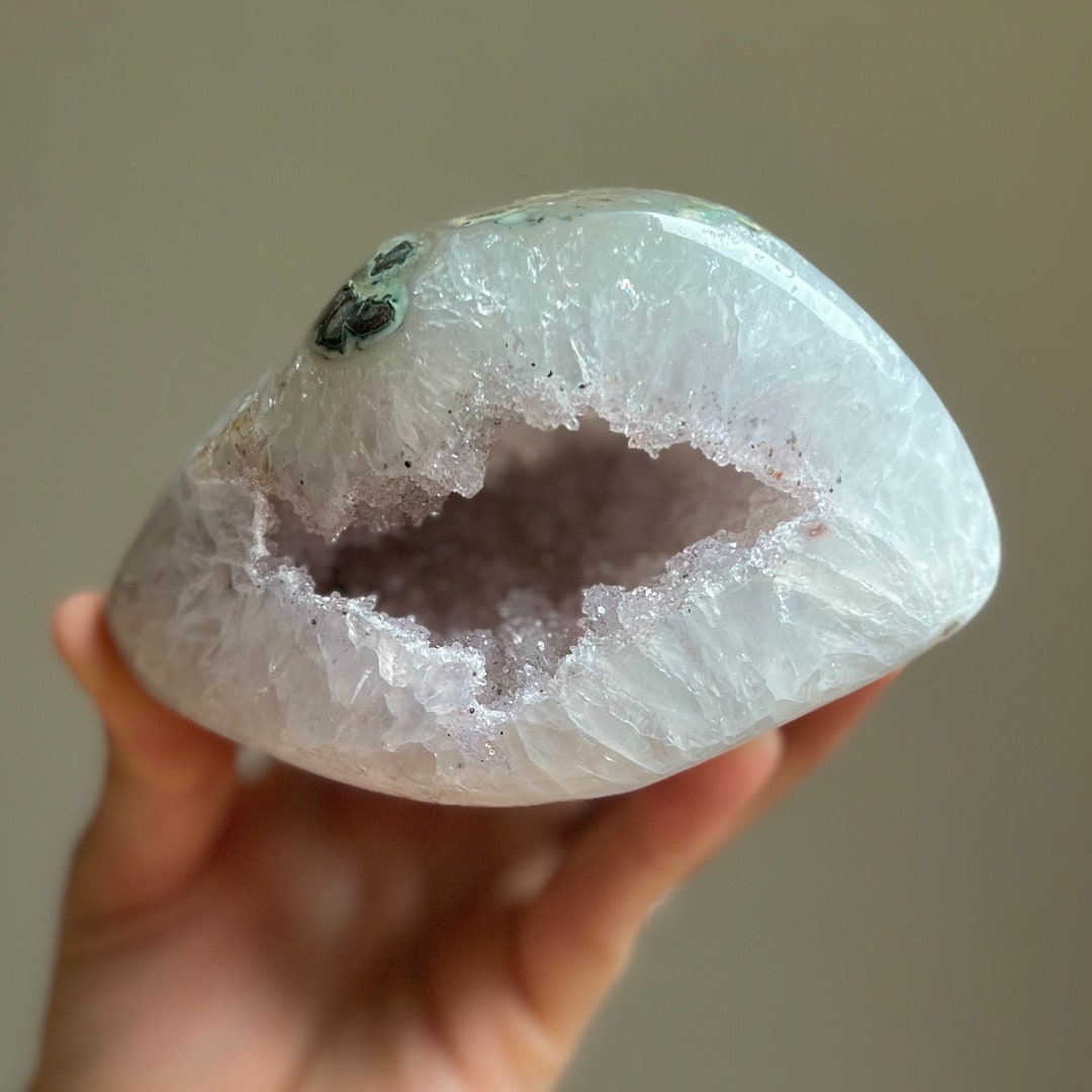 Pearl Cave - Uruguayan White Quartz Crystal Geode W/ Pale Lilac Sugar ...