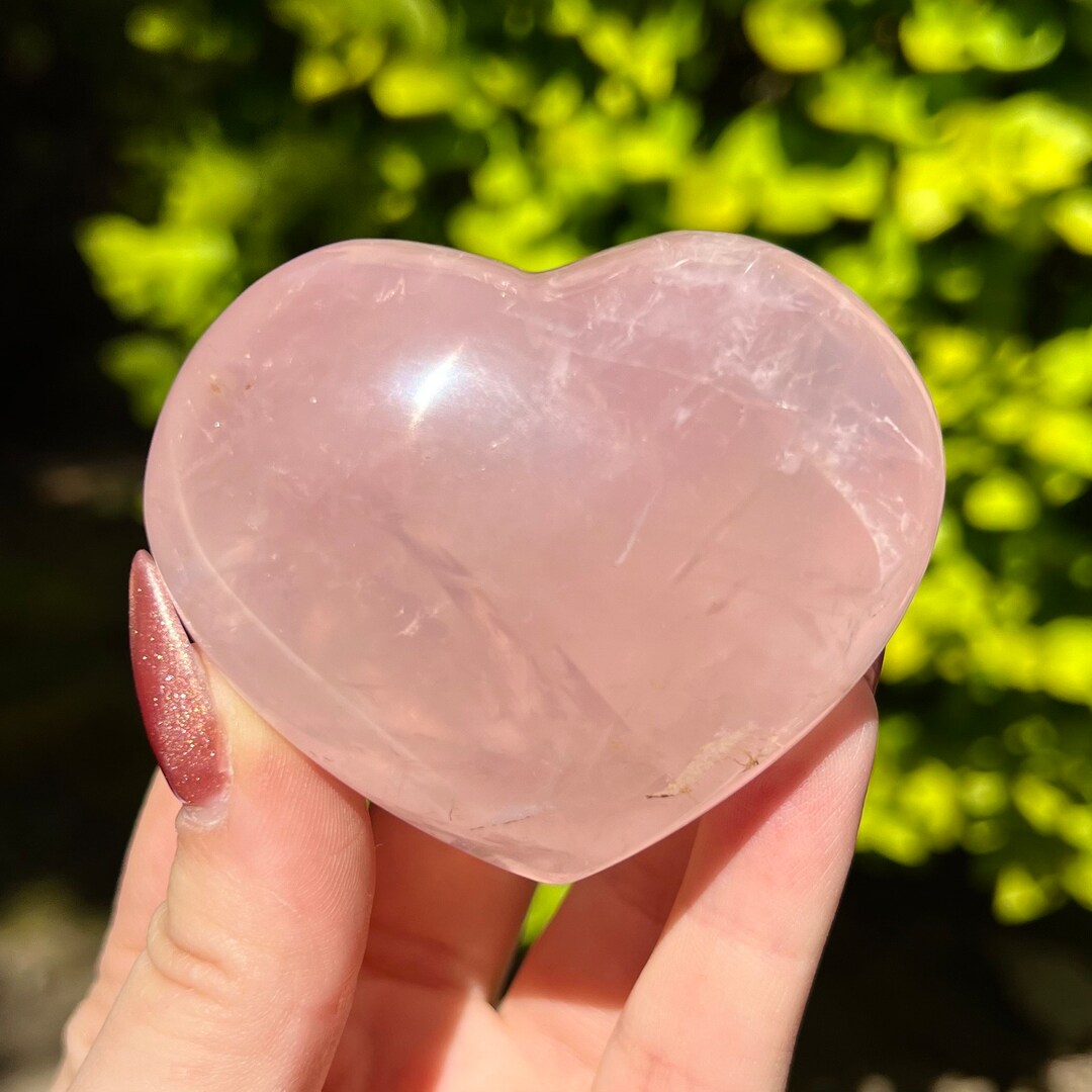 Star Asterism Pink Rose Quartz Crystal Heart - Etsy