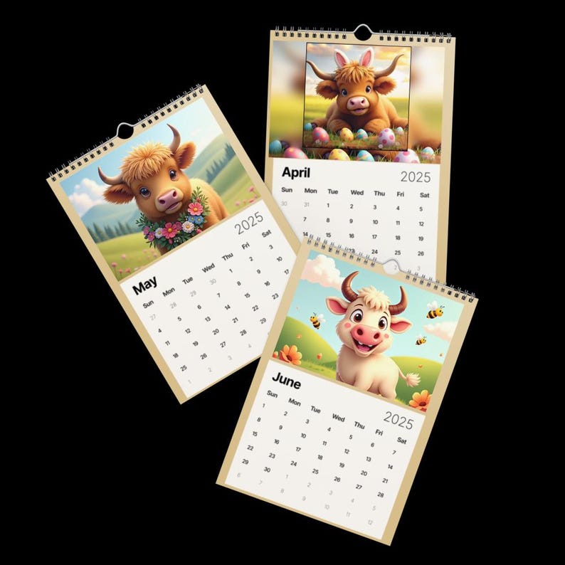 Durable Highland Cow Wall Calendar 2025 - Etsy