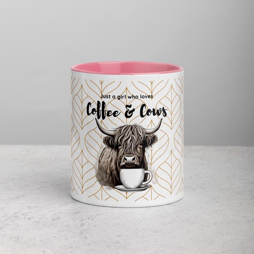 Coffee and Cows Mug With Color Inside - Etsy