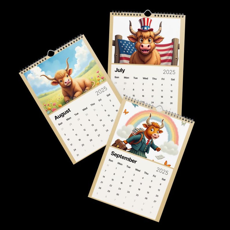 Durable Highland Cow Wall Calendar 2025 - Etsy
