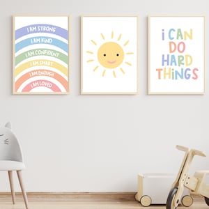 Affirmations for Kids Printable, Rainbow Affirmations Print, Printable ...