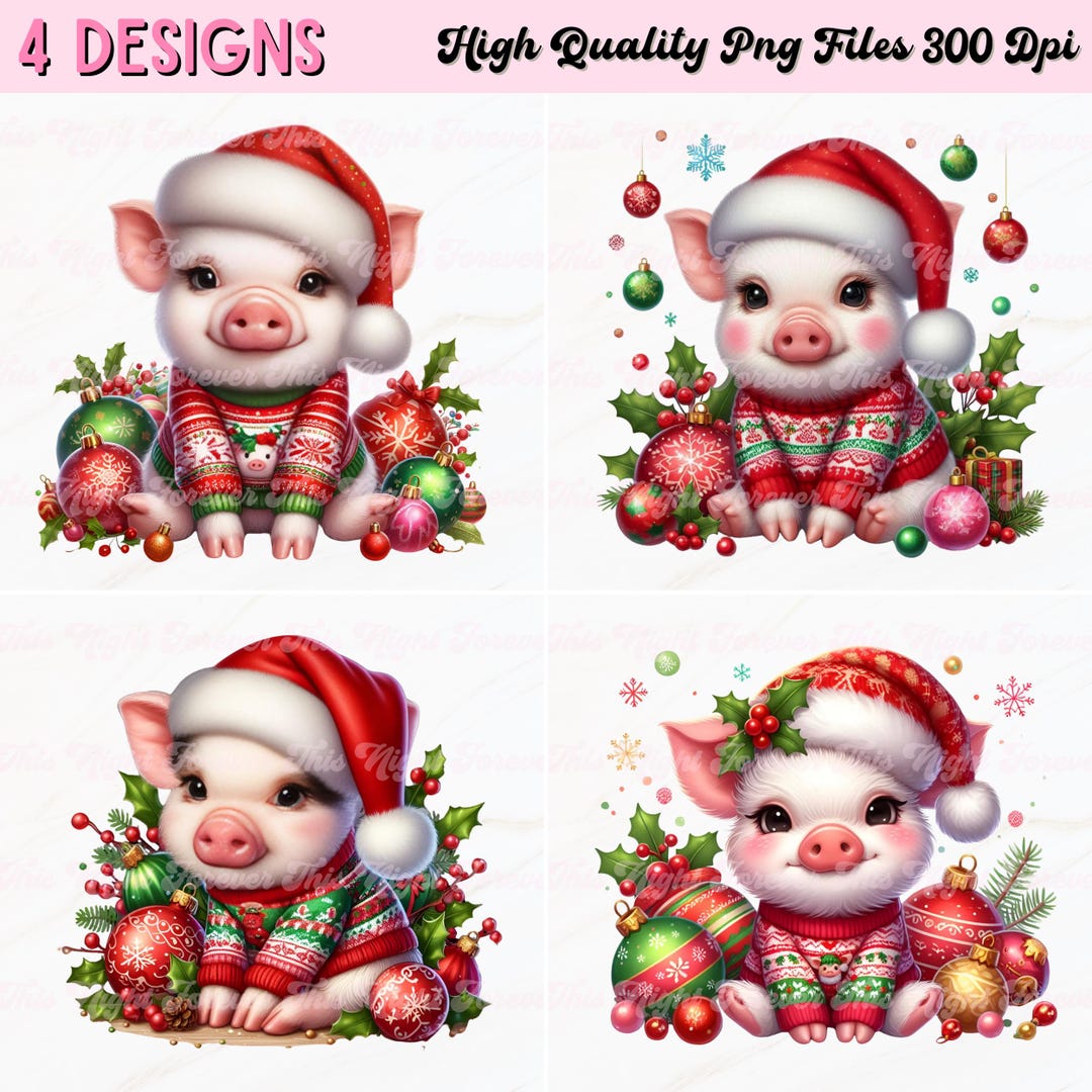 Christmas Pig Png, Pig Png, Christmas Sublimation, Cute Pig Png, Cute ...