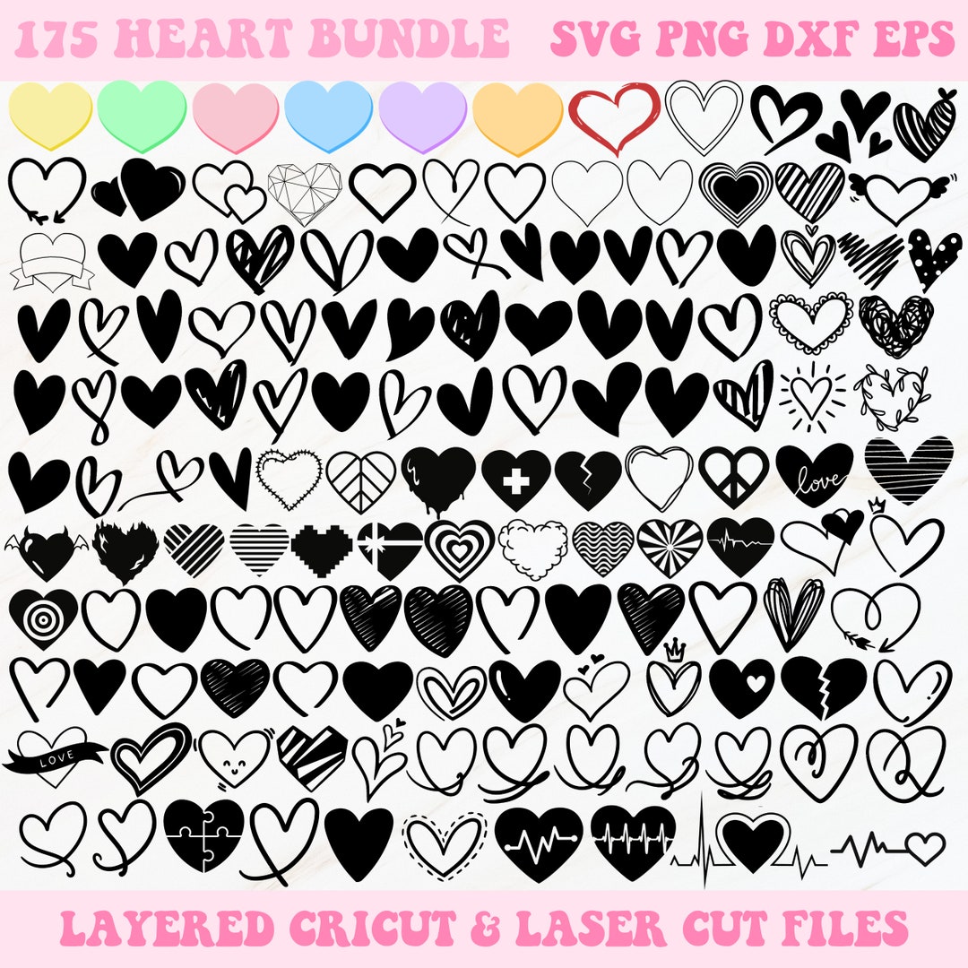 Heart Svg Bundle, Hearts Svg, Valentines SVG Bundle, Heart Clipart ...