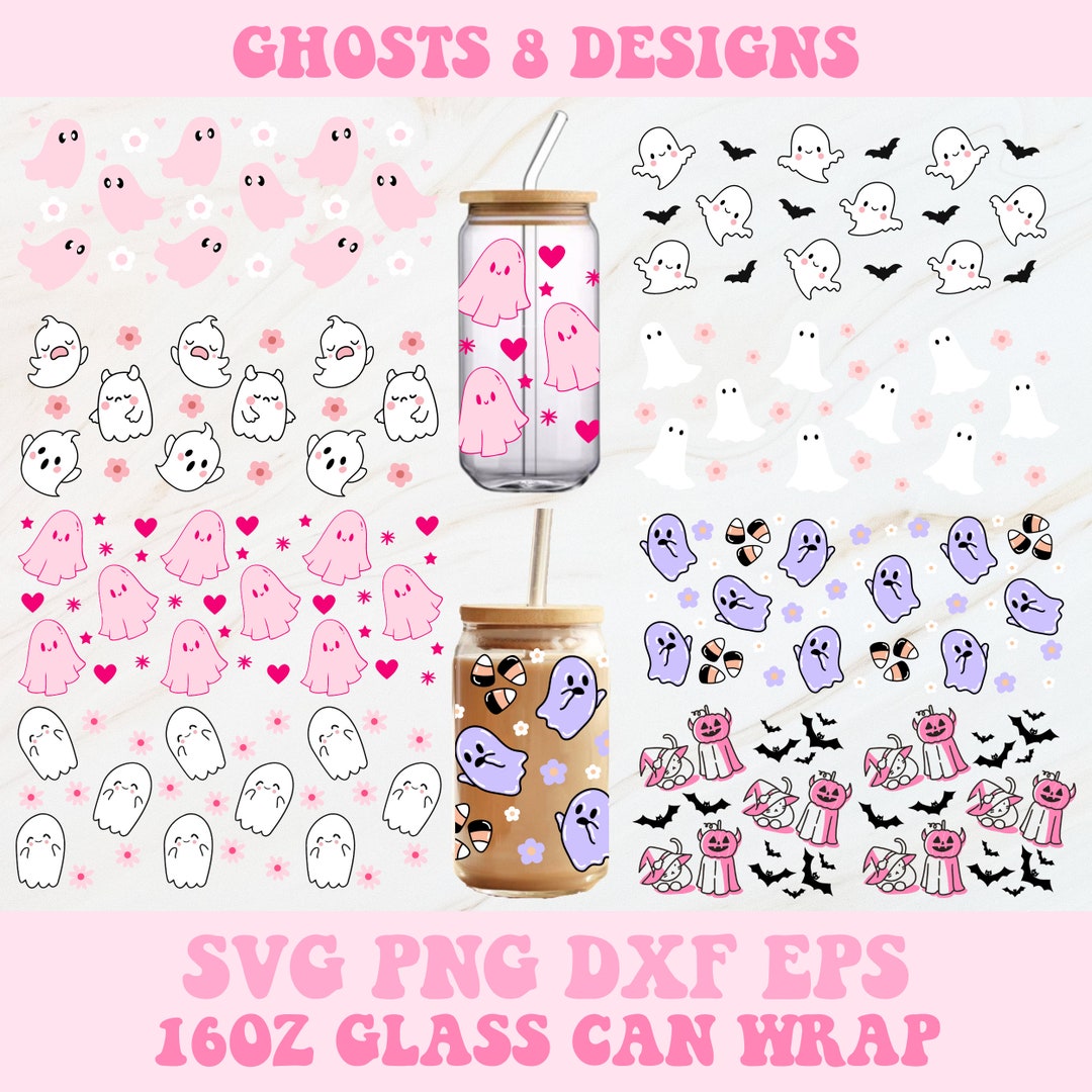 Halloween Glass Can Wrap Svg, Ghost Libbey Wrap Svg, Libbey Glass Wrap ...