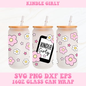 Kindle Girly Svg, Books Libbey Wrap Svg, Libbey Glass Wrap, Glass Can ...