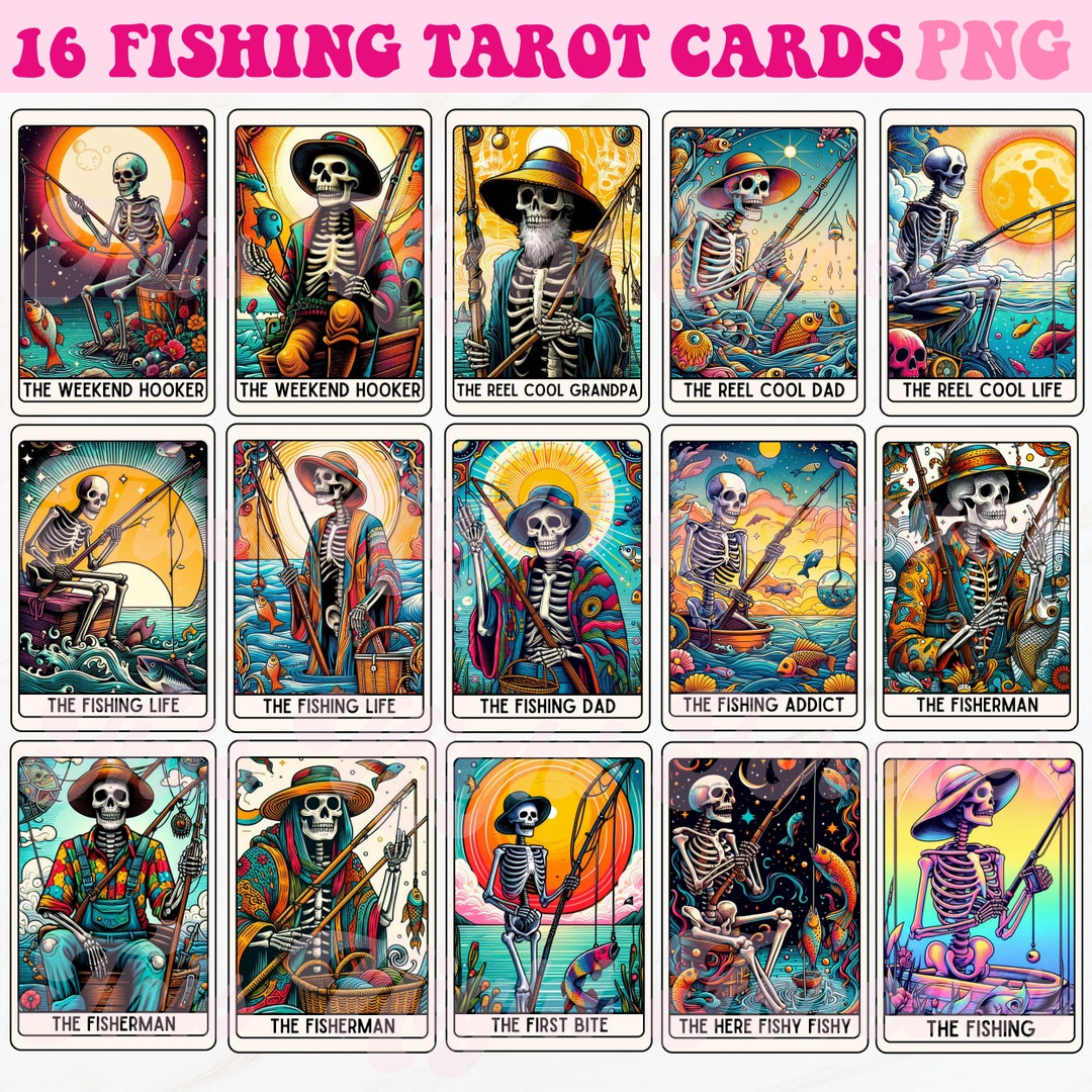 Fishing Tarot Cards Png, Tarot Cards Png, Skeleton Png, Dad Tarot Card ...