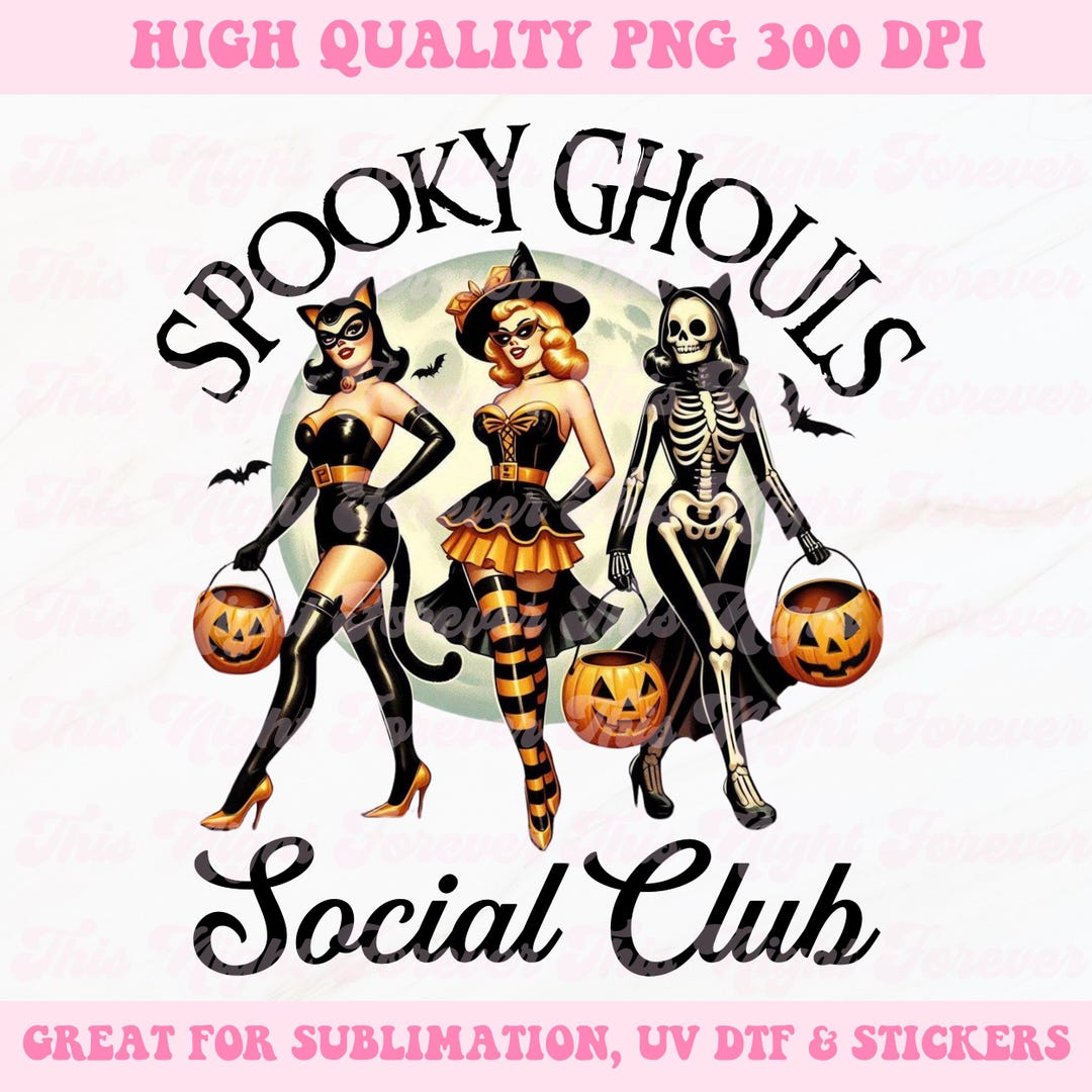 Spooky Ghouls Social Club Png, Squad Ghouls Png, Retro Halloween Png ...