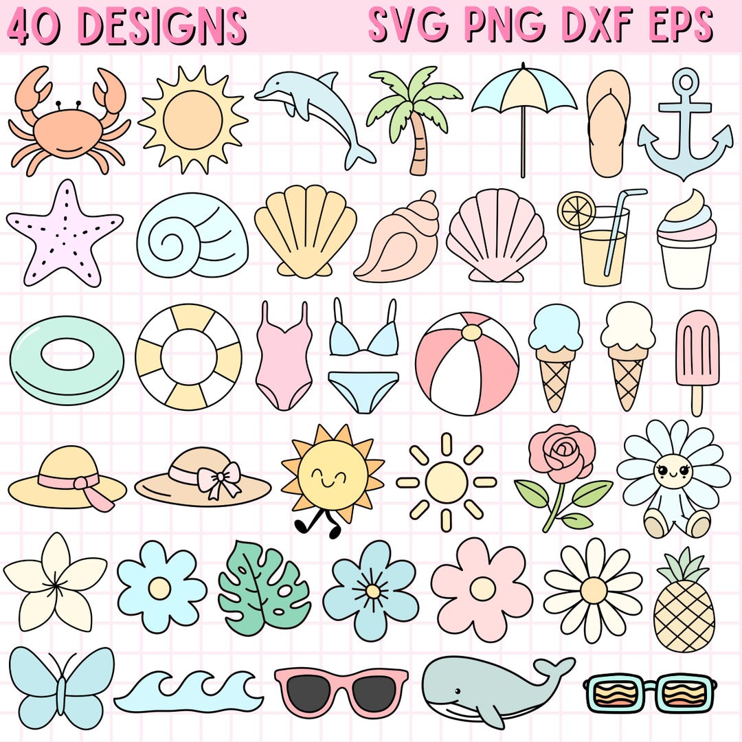 Cute Summer Clipart Svg, Summer Svg, Coquette Summer Svg, Summer Png ...