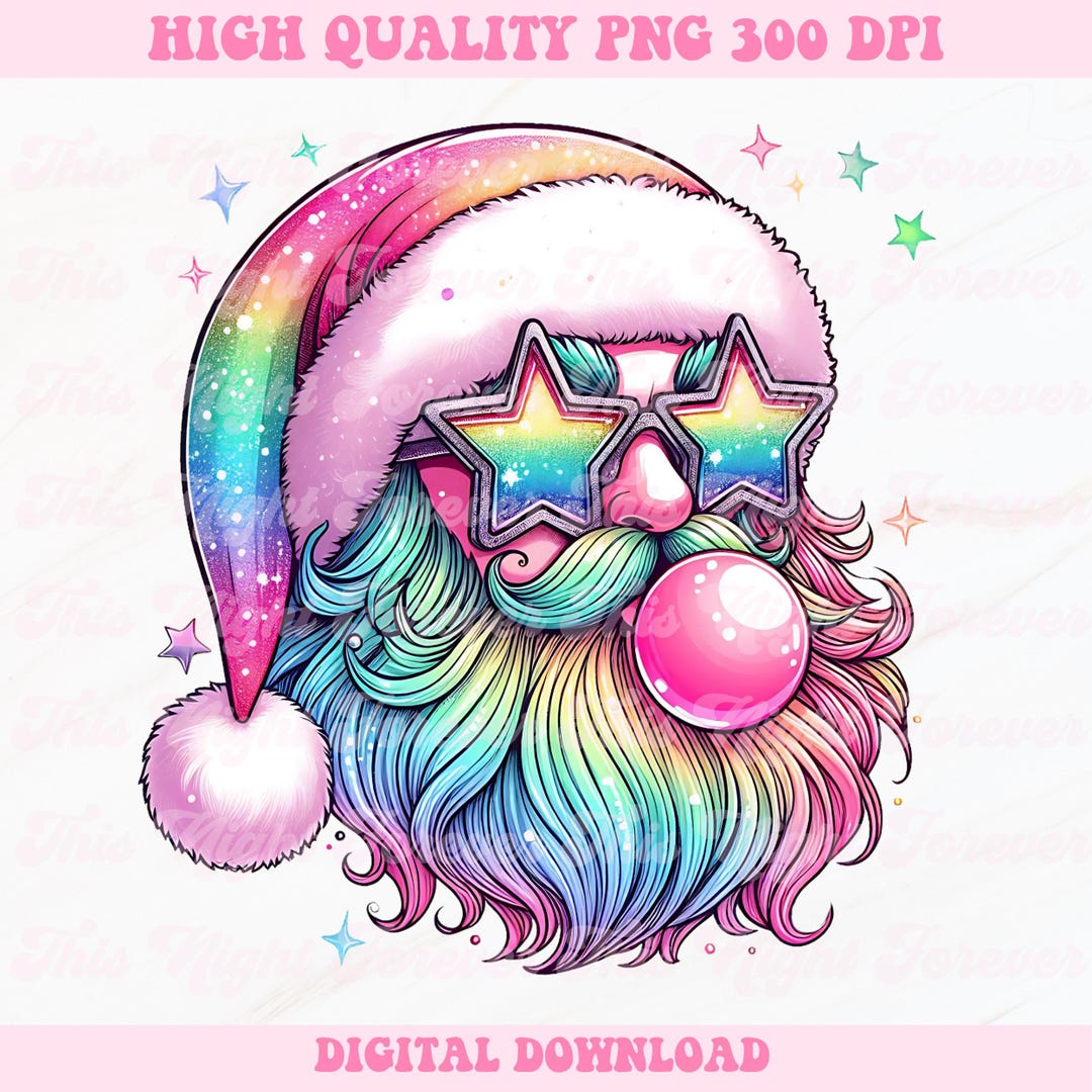Sparkly Santa Png, Iridescent Santa Png, Santa Png, Christmas Png ...