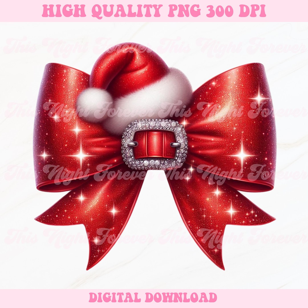 Coquette Christmas Bow Png, Santa Bow Png, Christmas Sublimation ...