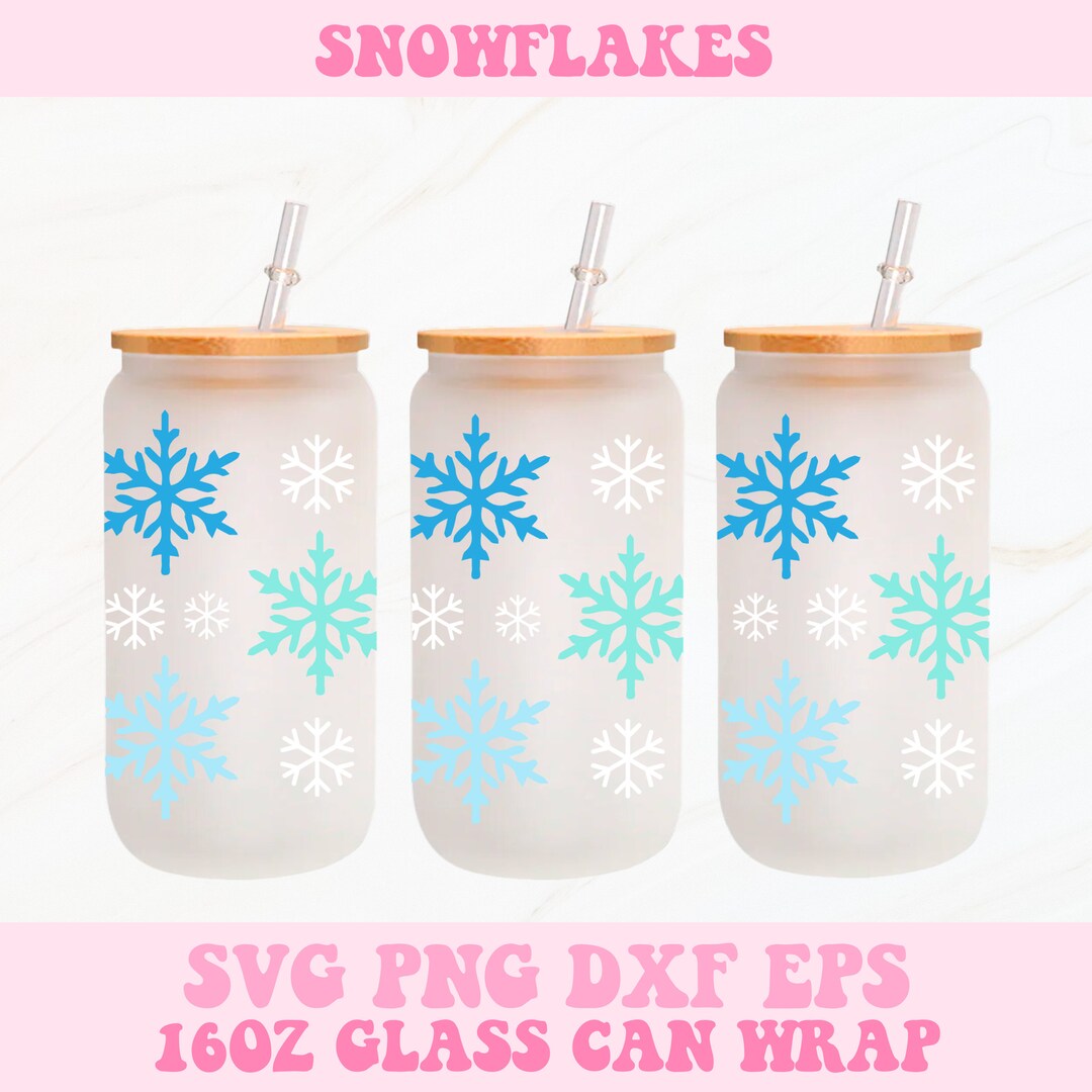 Snowflakes Svg, Christmas Glass Can Svg, Libbey Glass Wrap, Glass Can ...