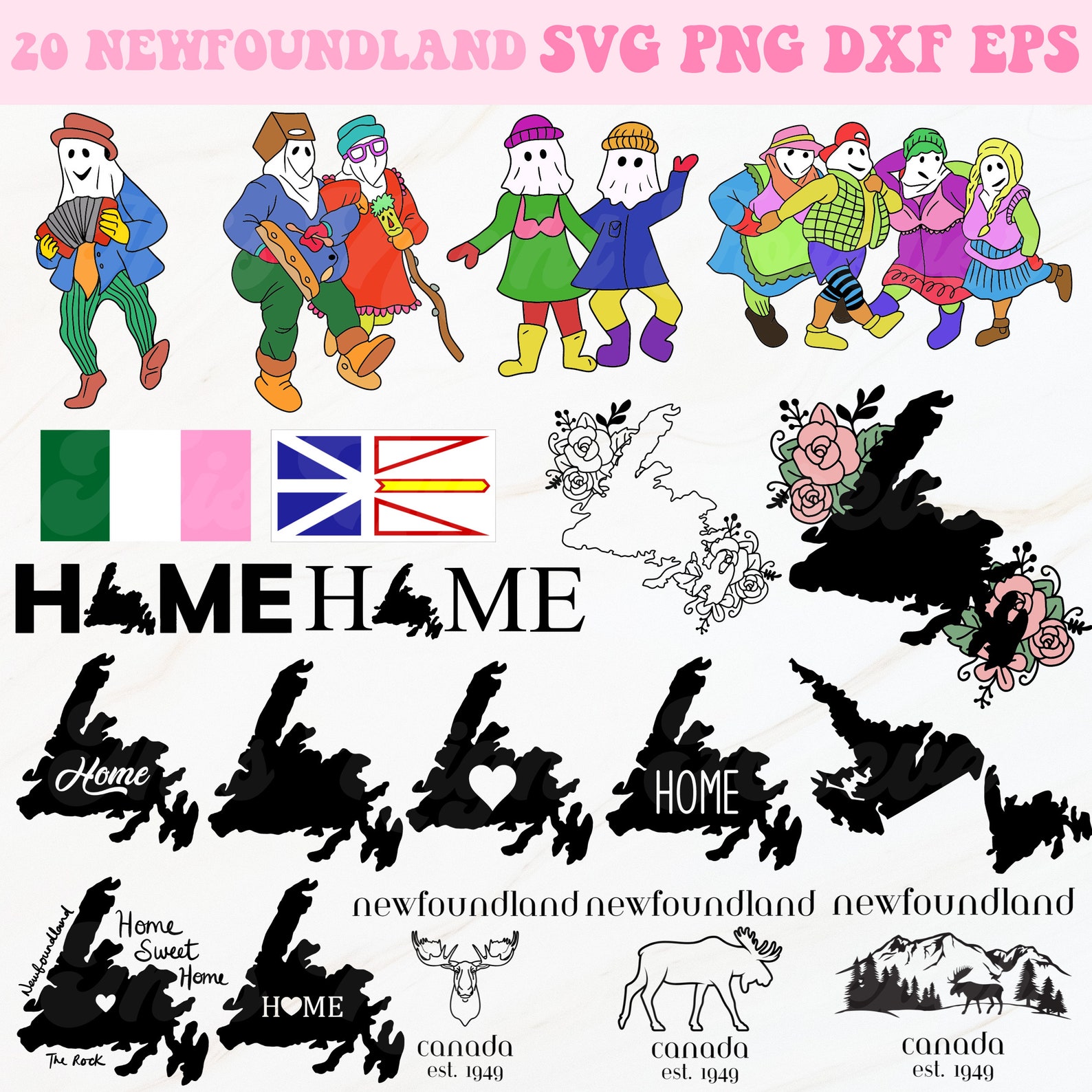 Newfoundland SVG Bundle, Newfoundland Png, Newfoundland Map Svg ...