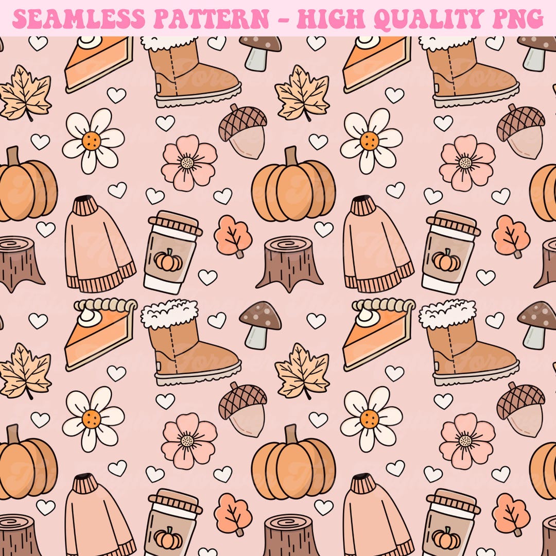Cozy Fall Seamless Pattern, Fall Seamless Pattern, Repeat Pattern ...