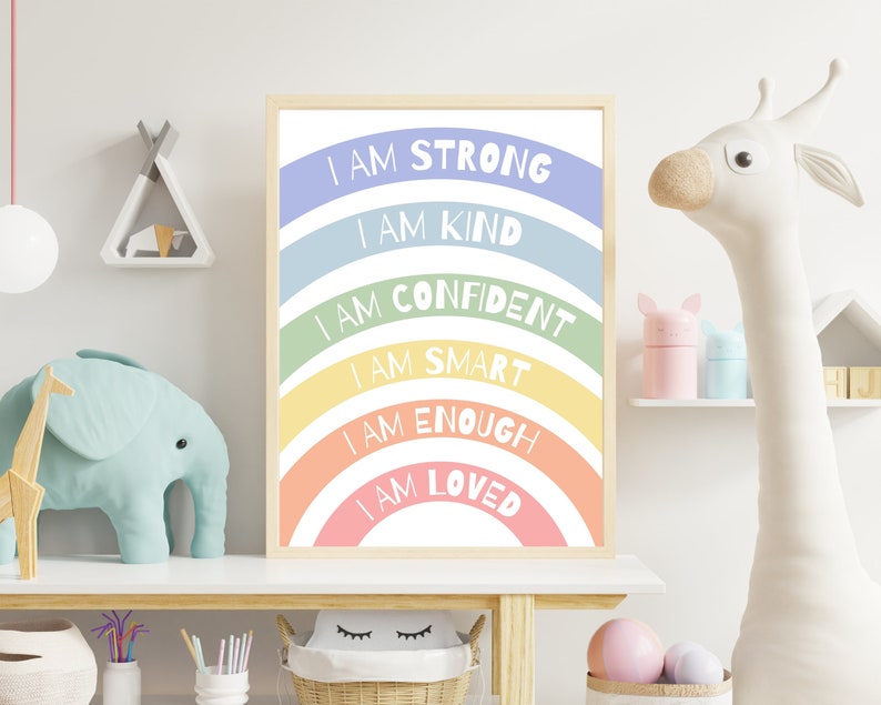 Affirmations for Kids Printable, Rainbow Affirmations Print, Printable ...