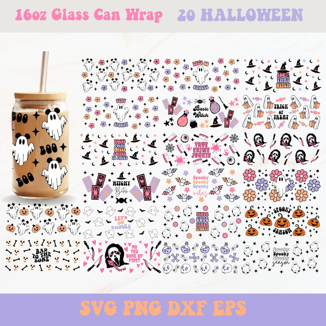 Halloween Glass Can Wrap Svg, Halloween Libbey Wrap Svg, Libbey Glass ...
