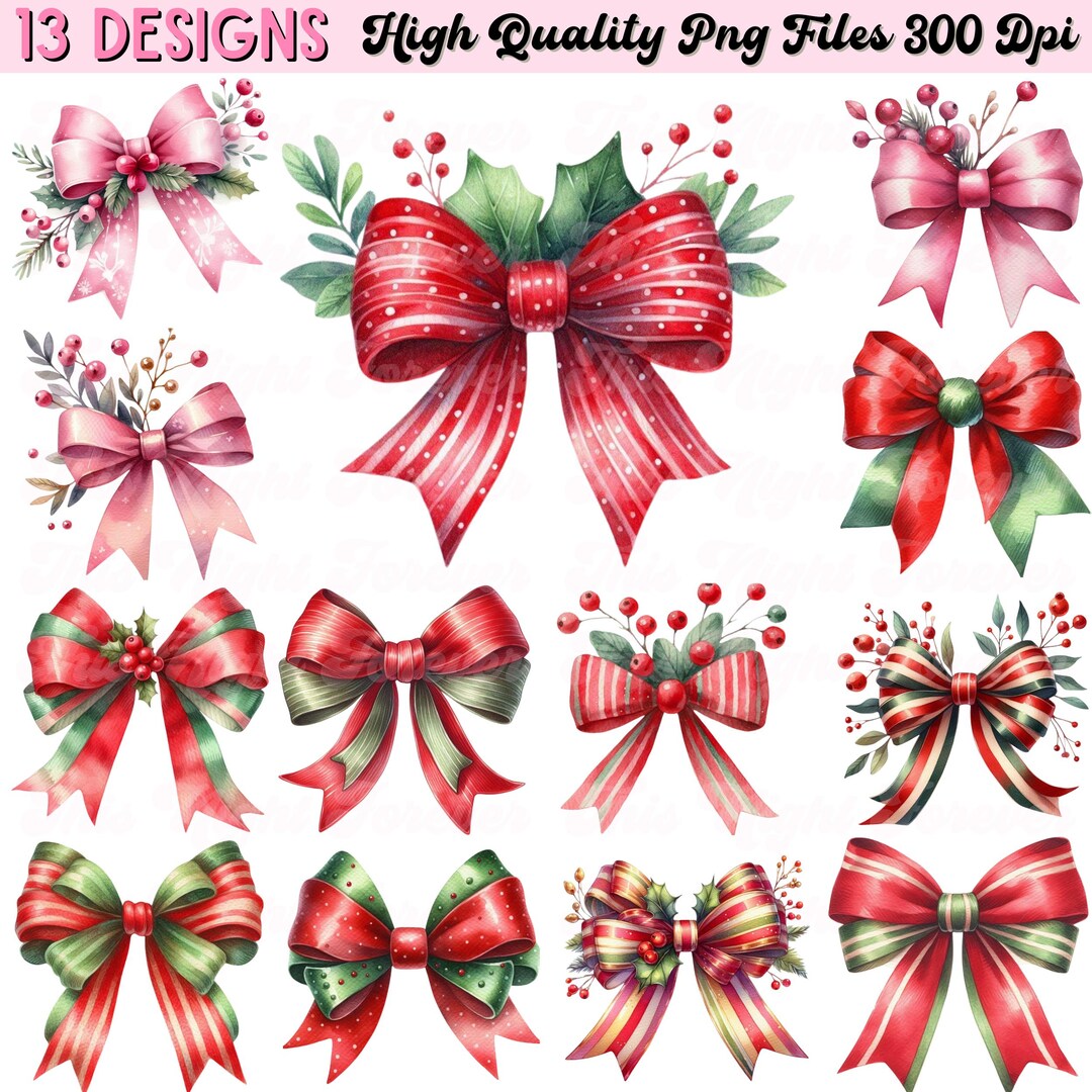 Christmas Bow Png, Bow Png, Christmas Png, Retro Christmas Png, Big Bow ...