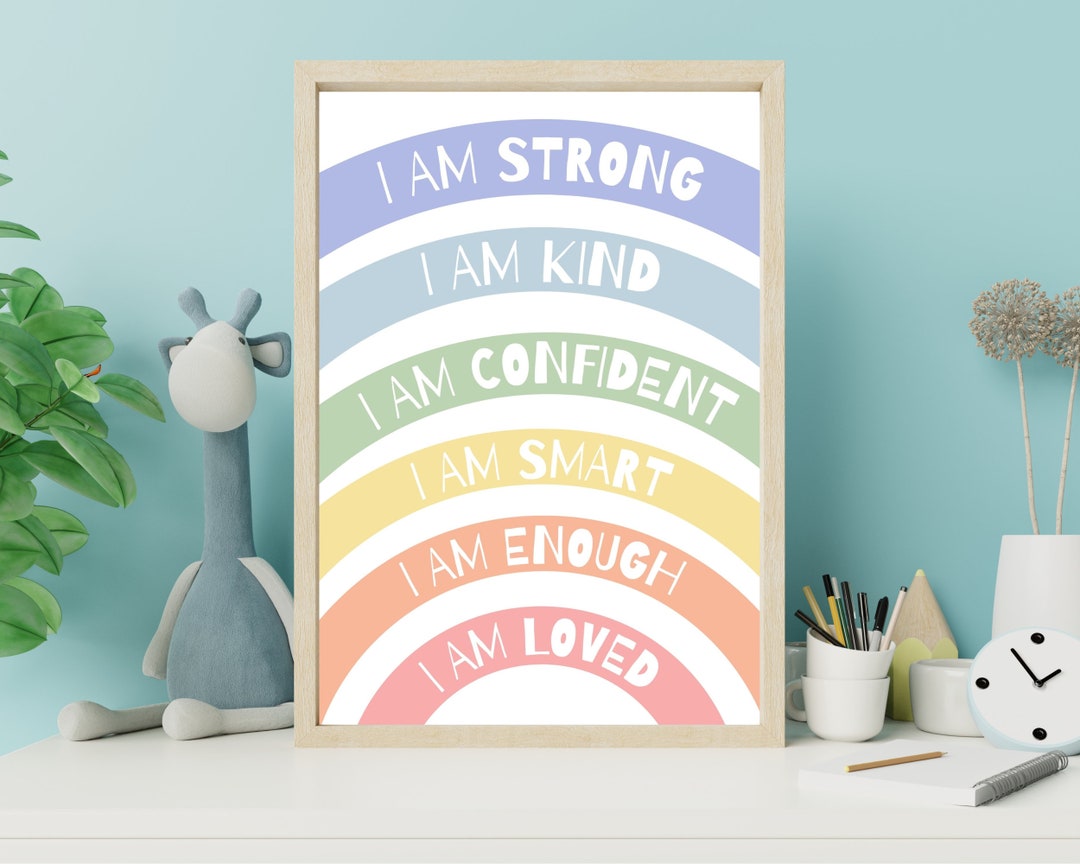 Affirmations for Kids Printable, Rainbow Affirmations Print, Printable ...