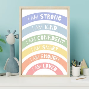 Affirmations for Kids Printable, Rainbow Affirmations Print, Printable ...