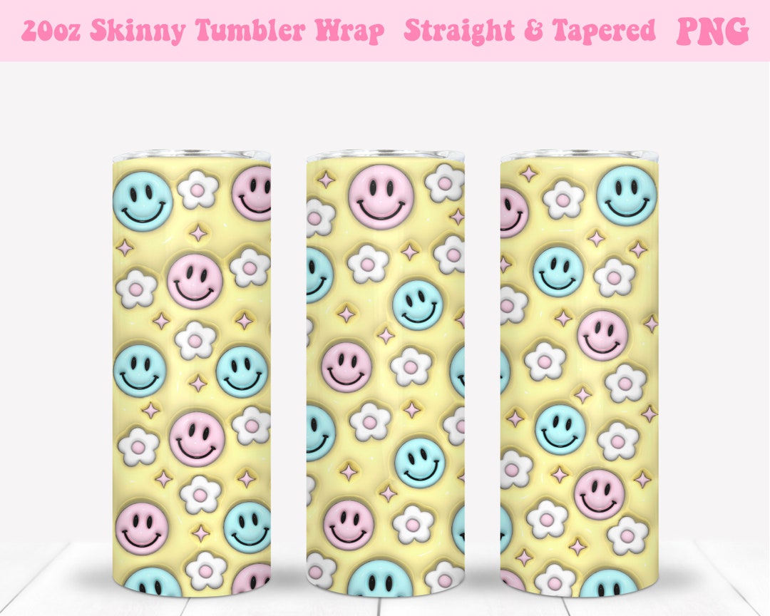Smile Face Tumbler Wrap, Smile Flowers Tumbler Wrap, 20oz Skinny ...