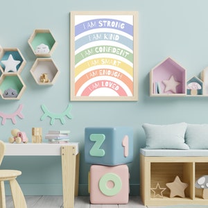 Affirmations for Kids Printable, Rainbow Affirmations Print, Printable ...