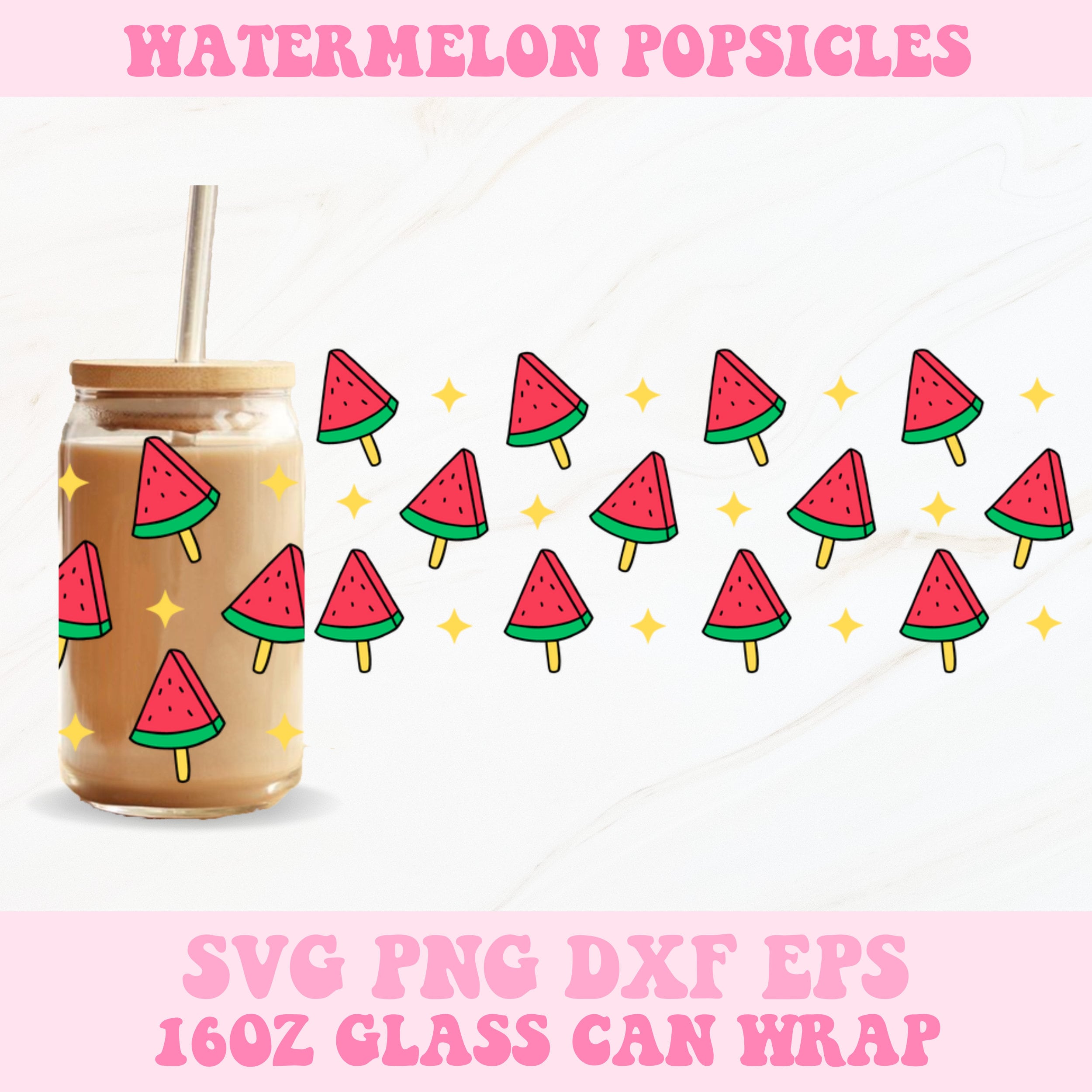 Watermelon Glass Can Wrap Svg Watermelon Libbey Wrap Svg - Etsy