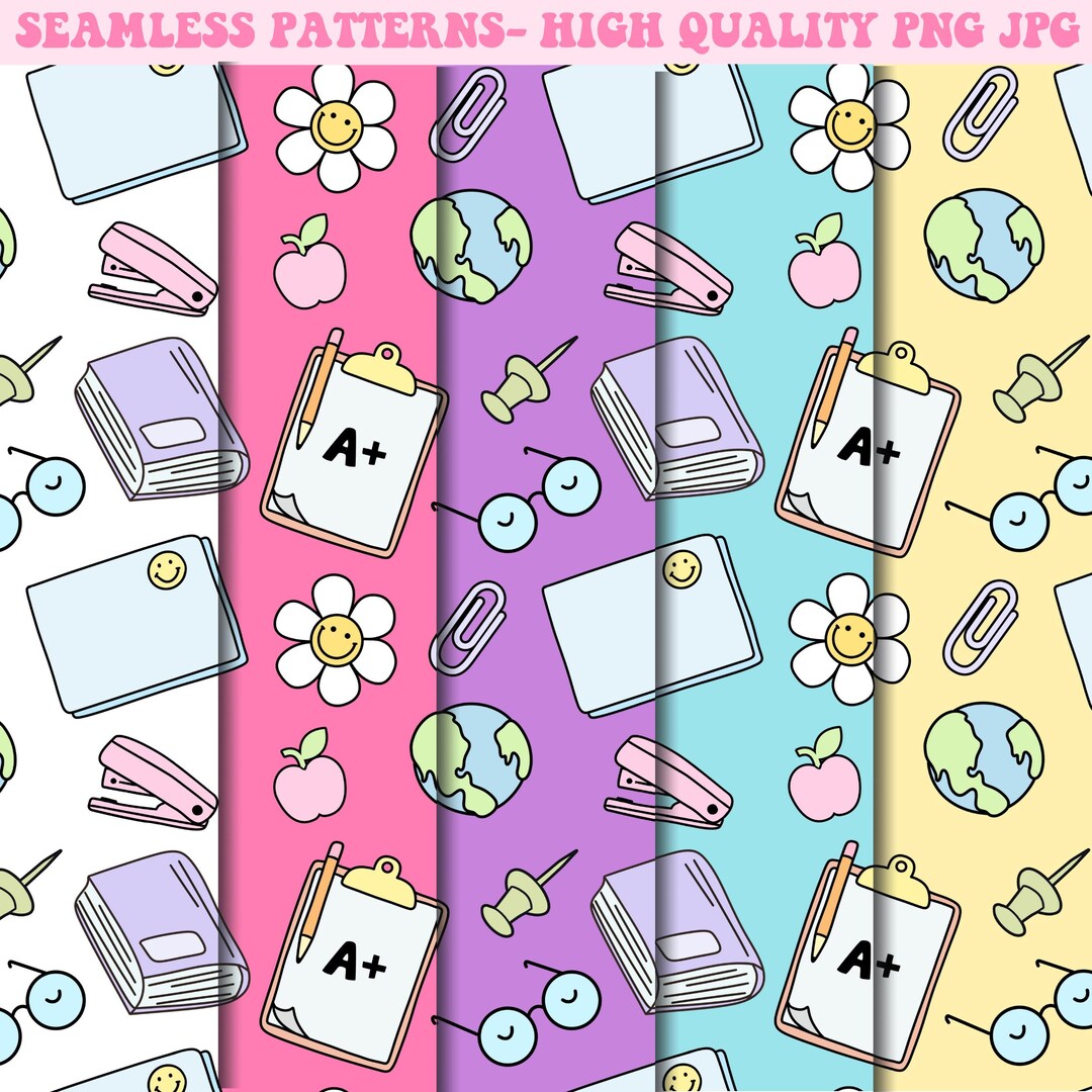 Teacher Seamless Pattern, School Seamless Pattern, Repeat Pattern ...