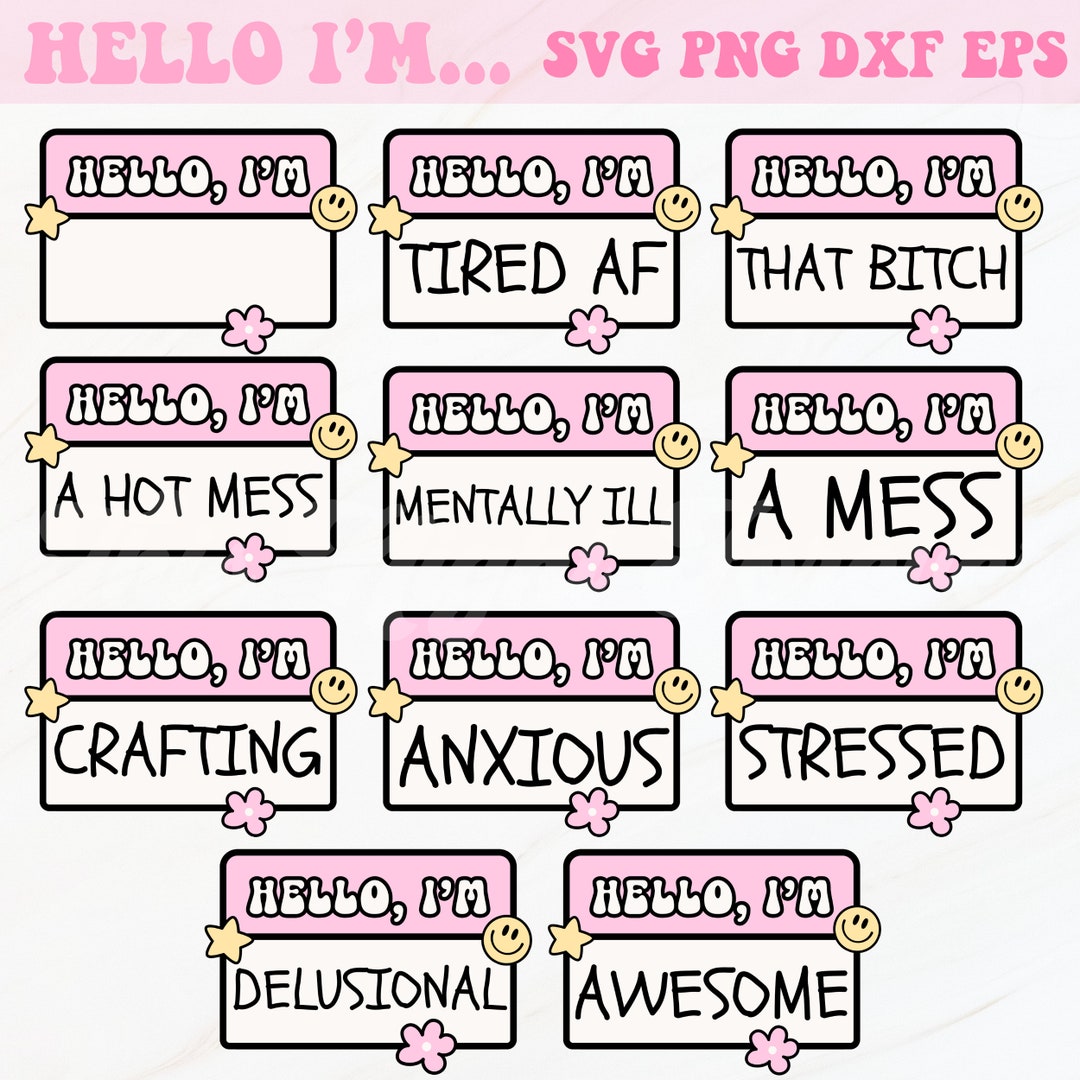 Hello Im Anxious Svg, Hello Im Svg, Funny Svg, Mental Health Svg ...